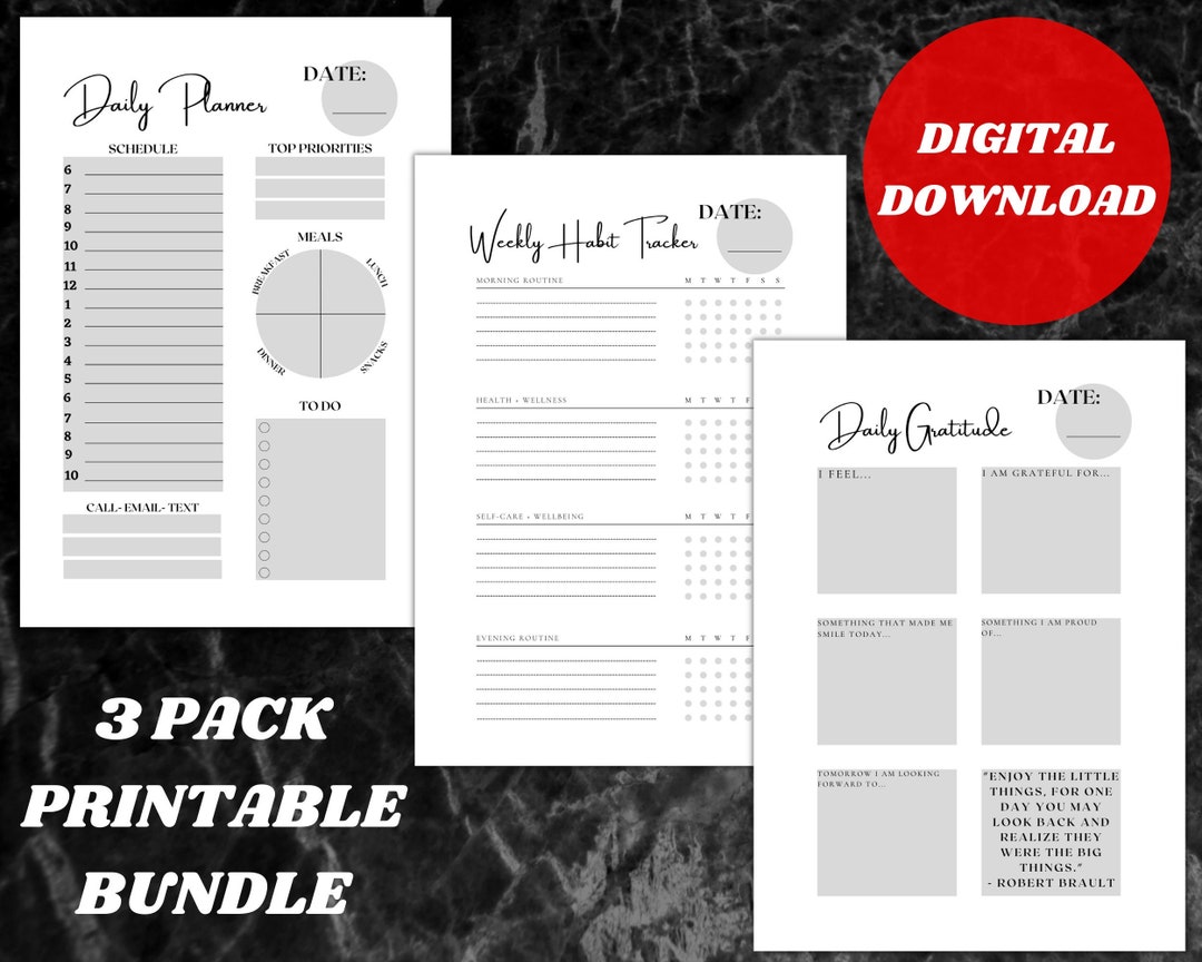 Printable Daily Planner Bundle, Digital Daily Planner, Personal Planner ...