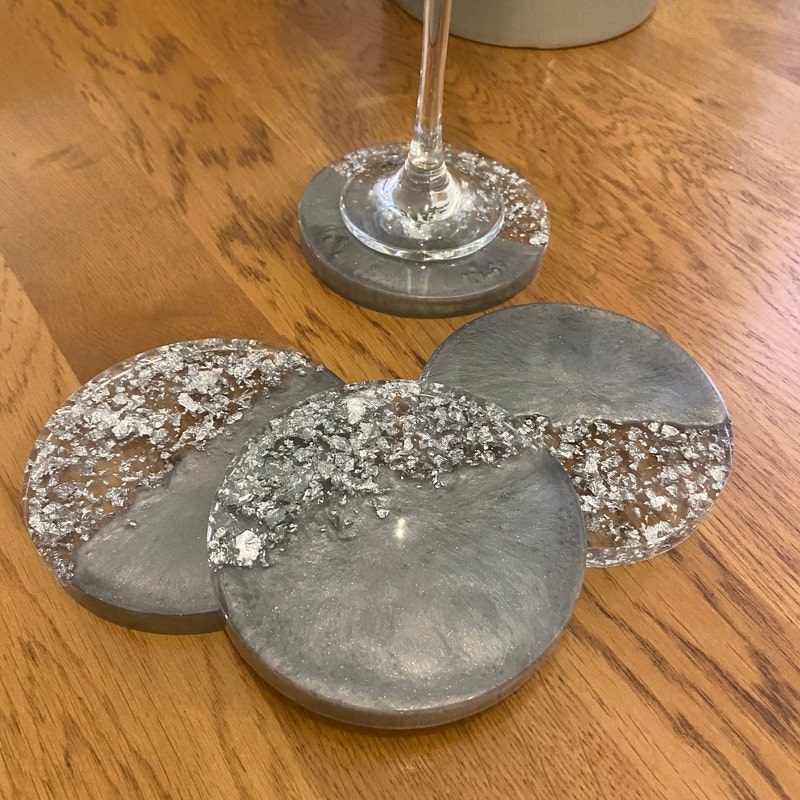 Silver Glass Coasters - Etsy