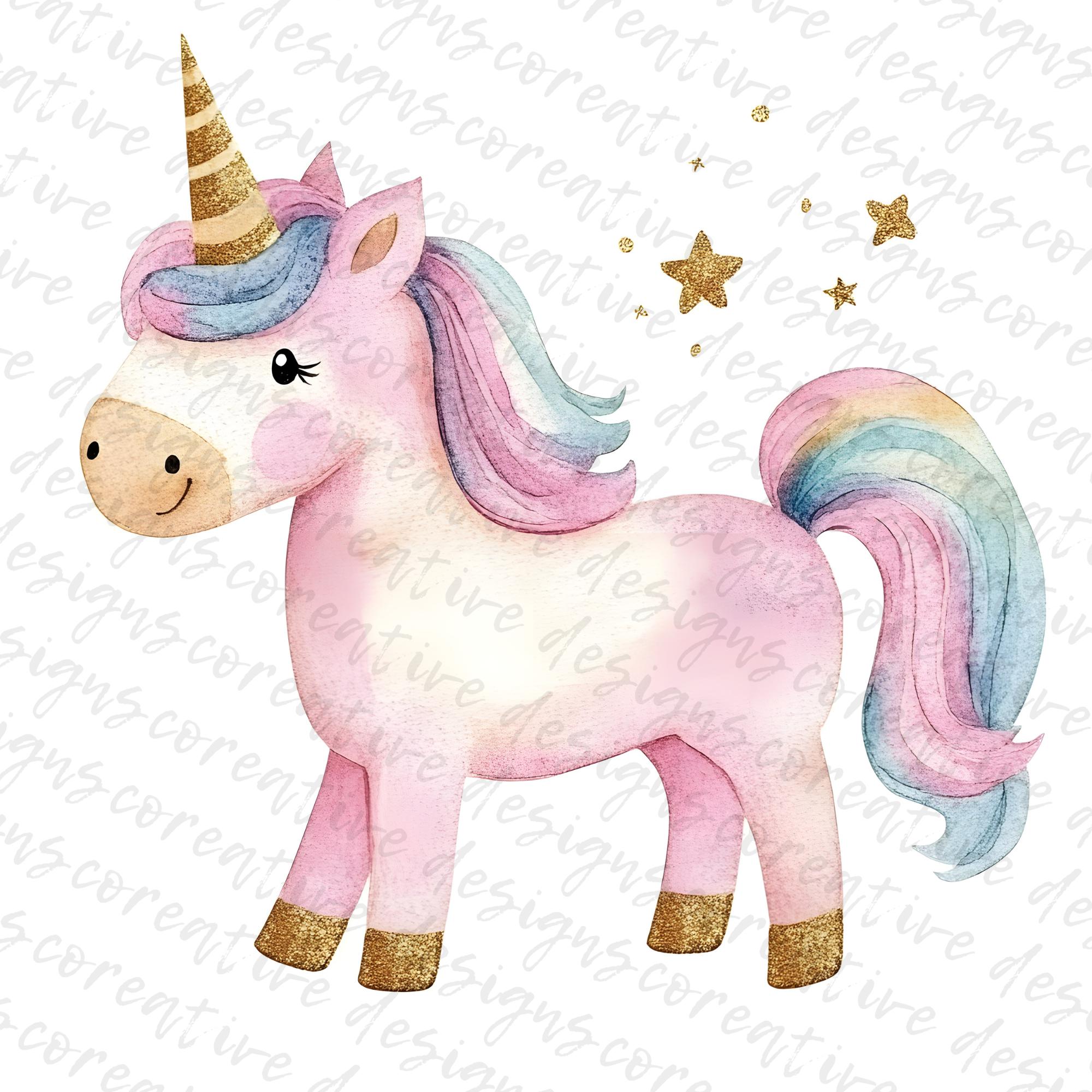 Rainbow Unicorn Clipart: Pastel Watercolor Illustrations (digital ...