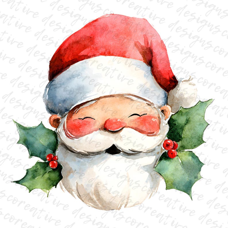 Watercolor Santa Clipart: Christmas Illustrations (digital Download ...