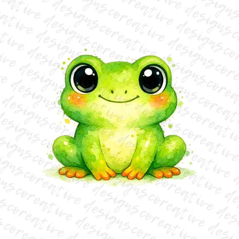 12 Watercolor Baby Frog Clipart, Cute Jungle Safari Frogs, Kids Animal ...