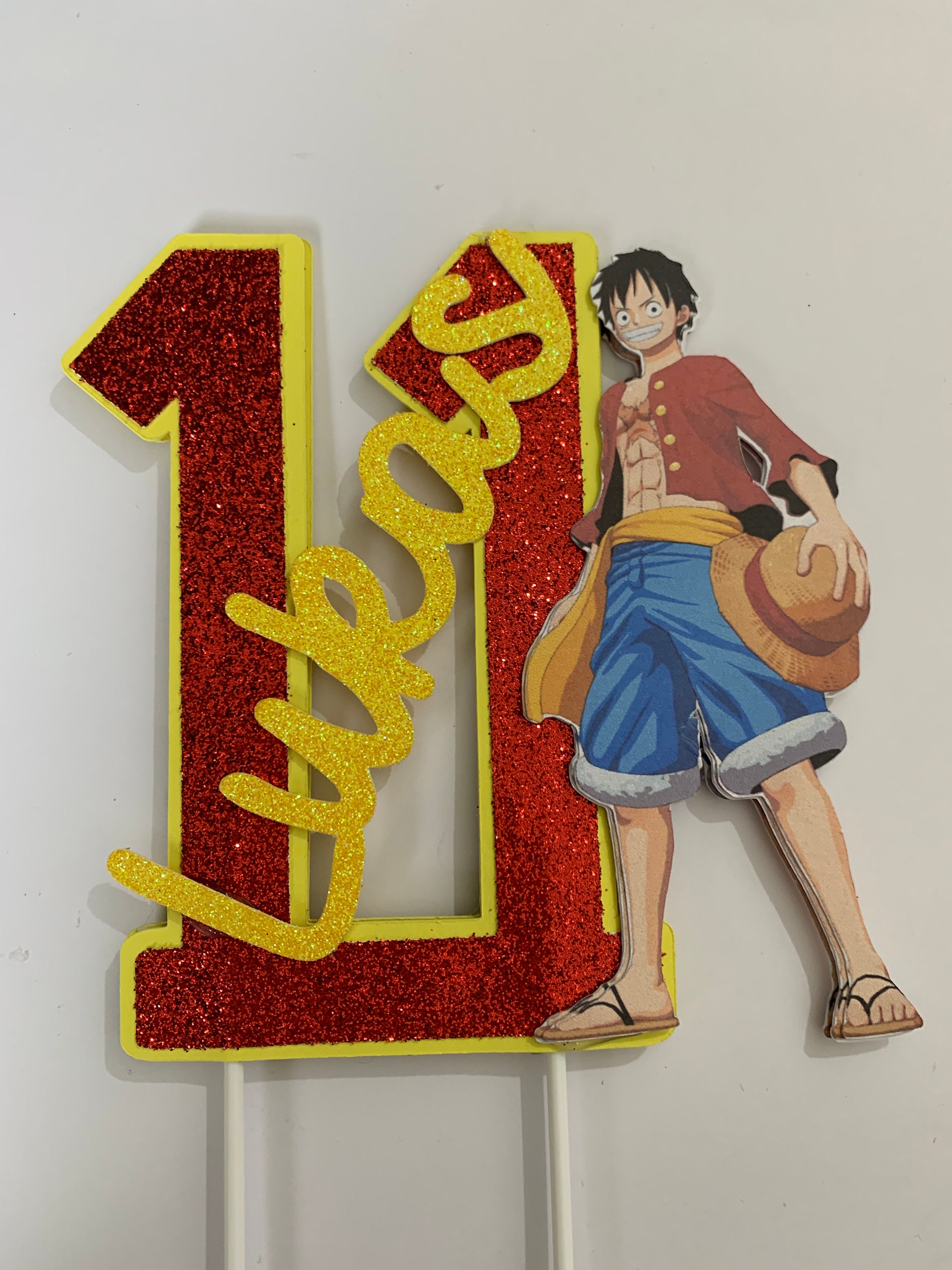 One Piece/ Luffy Number Birthday Cake Topper Personalised - Etsy UK
