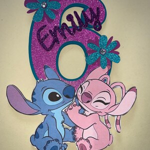 Stitch & Angel Number Cake Topper - Etsy UK