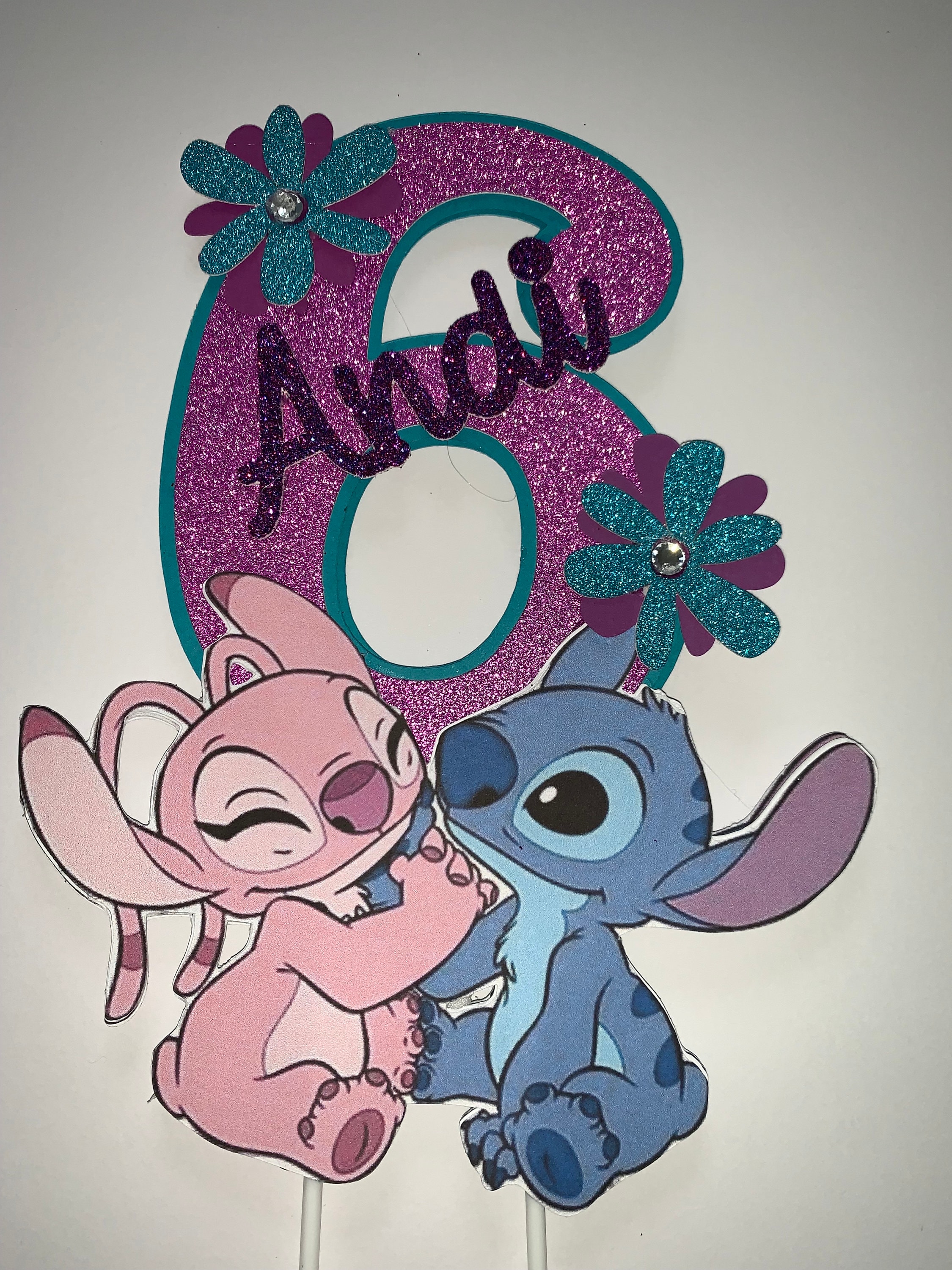 Stitch & Angel Number Cake Topper - Etsy UK