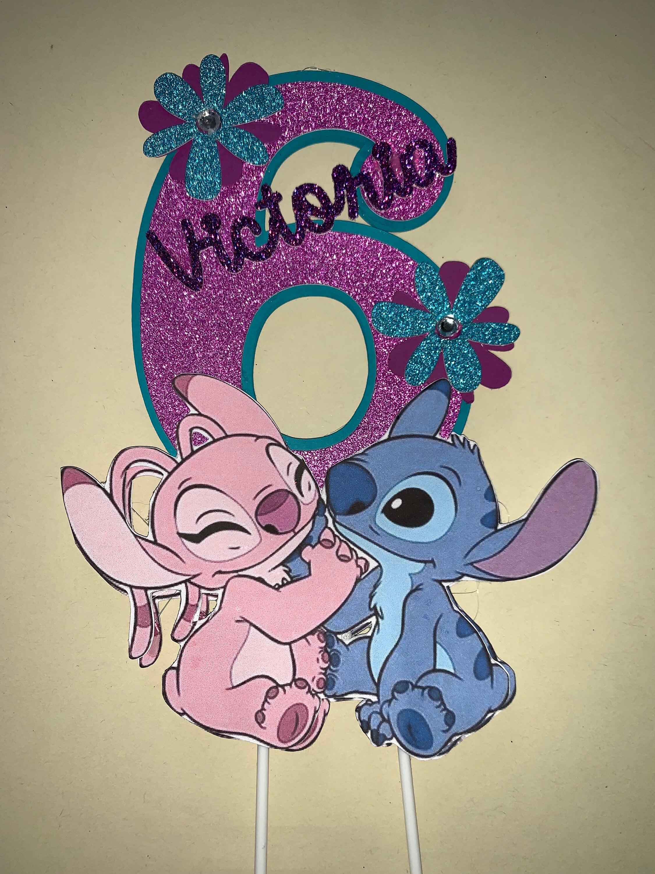 Stitch & Angel Number Cake Topper - Etsy UK