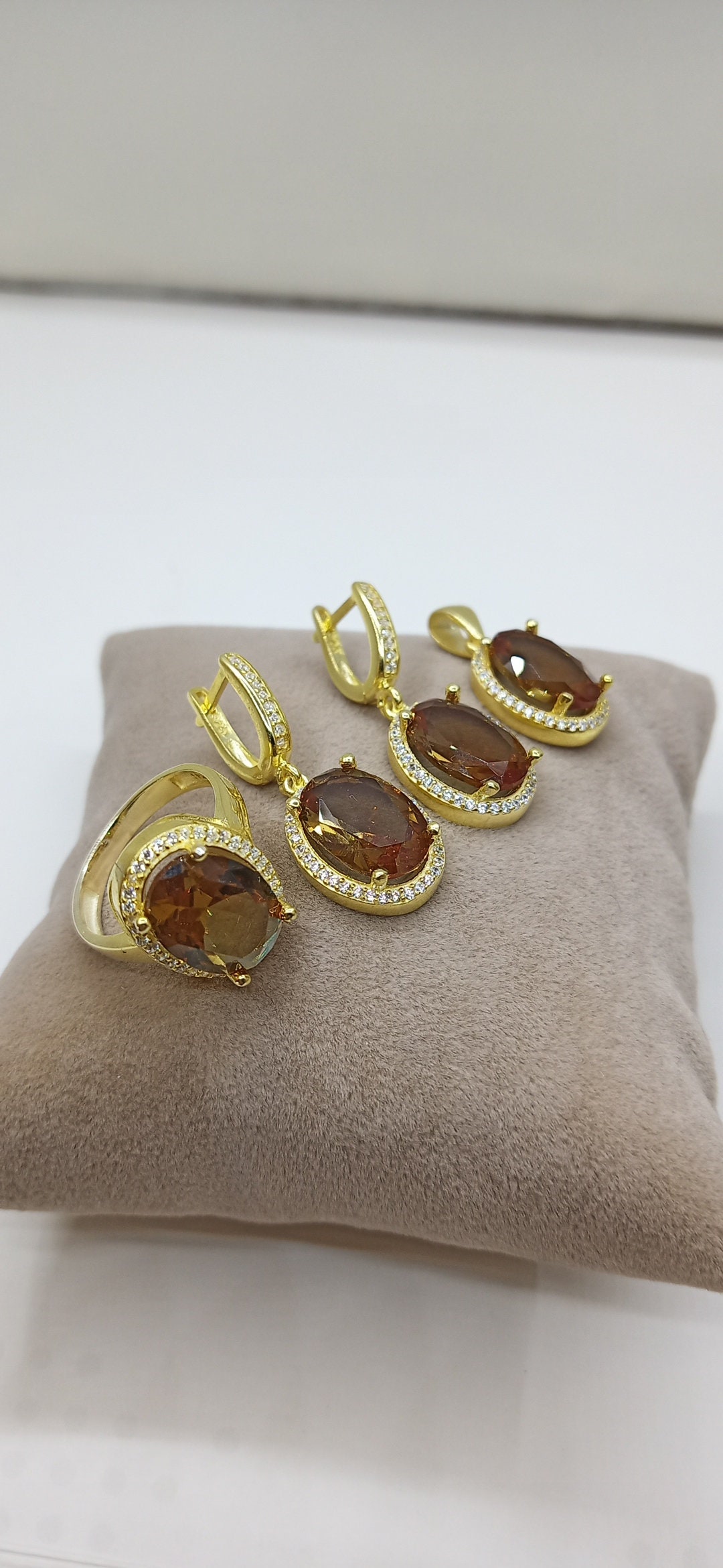 Handmade Sultanit Jewelry Set for Women, Pink and Green Necklace and ...