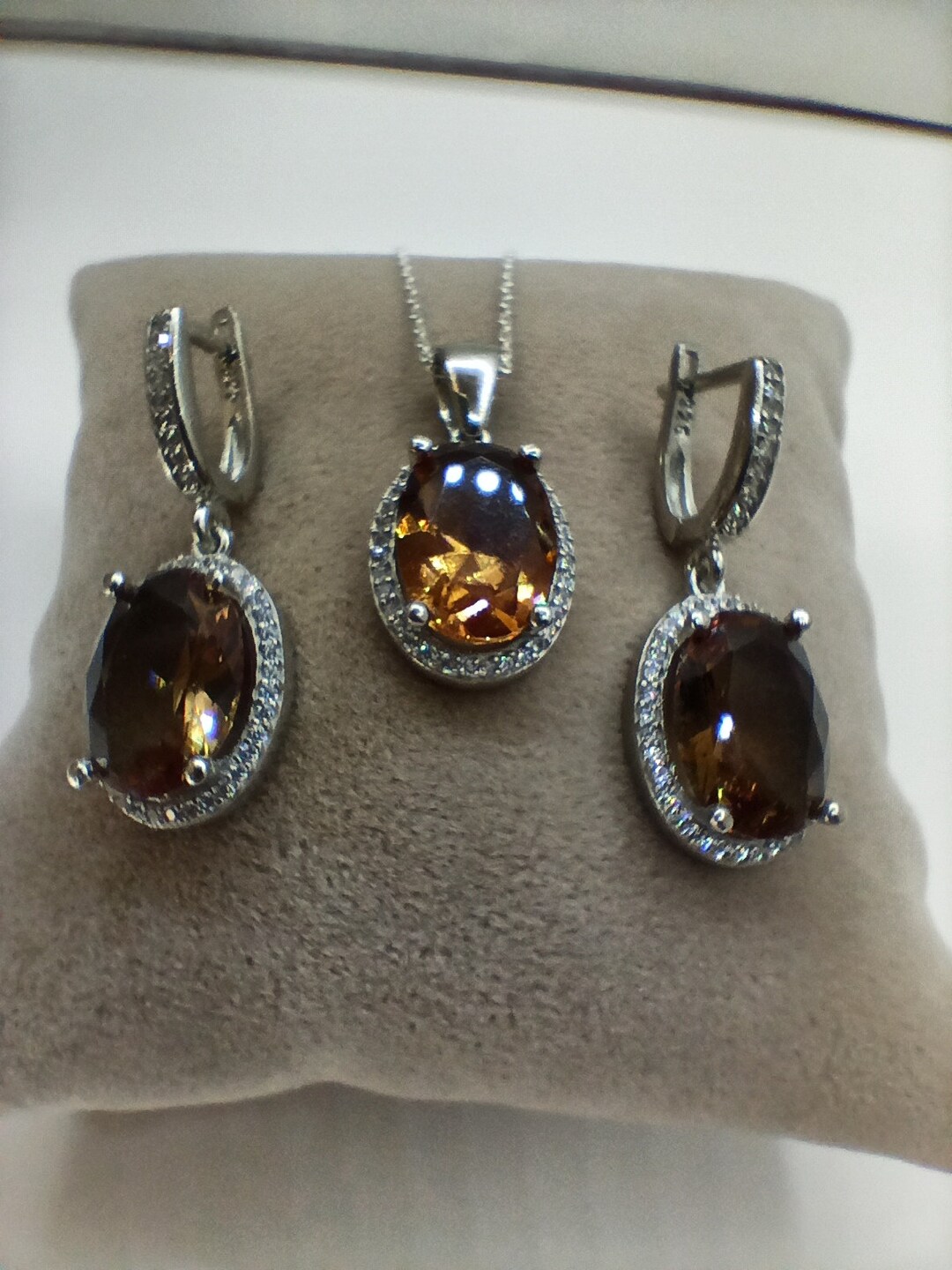 Schmuck Set, Glamorous Gift for Her, Sultanit Ring, Earrings and ...