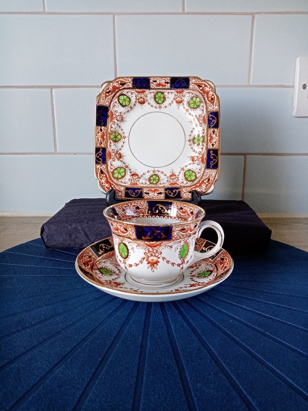 Vintage Burgess Bros No883 Imari Style Teacup, Saucer and Square Side ...