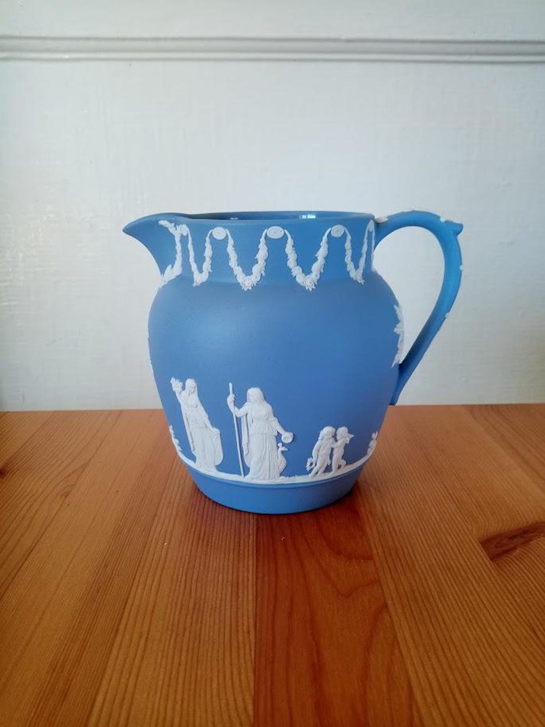 Vintage Wedgwood Blue Jasperware Embossed 1pint Jug - Etsy