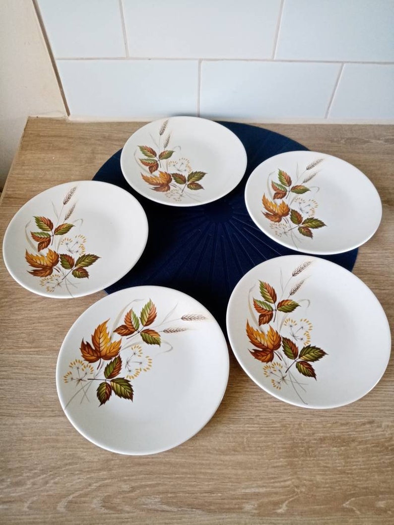 5x Vintage Washington Pottery Hanley England autumn Leaves Tea Side ...