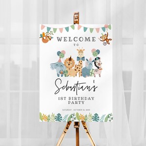 Safari Welcome Sign Template Editable Safari Animals Birthday Sign ...