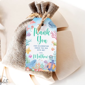 Editable Under the Sea Thank You Tag Ocean Animals Favor Party Tag ...