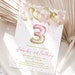 3rd Birthday Invitation | Pink & Gold Glitter Balloon Evite | Editable ...
