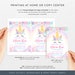 Editable Unicorn Birthday Invitation Template Magical Rainbow Unicorn ...