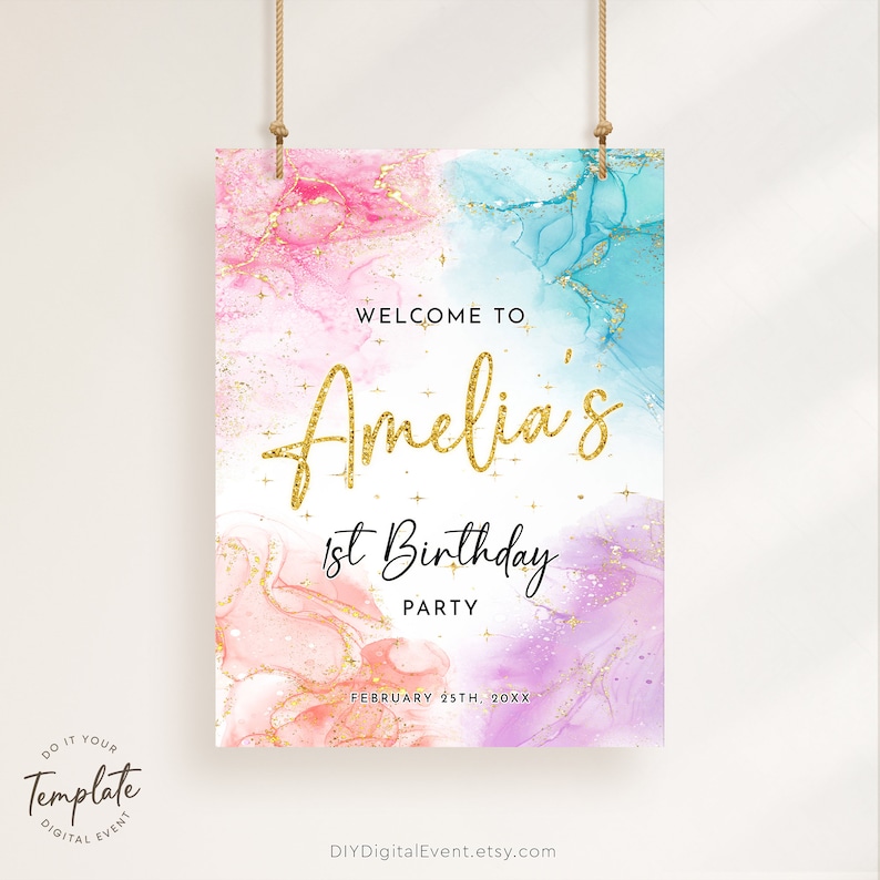 Colorful Birthday Welcome Sign Template Editable Colorful - Etsy