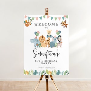 Safari Welcome Sign Template Editable Safari Animals Birthday Sign ...
