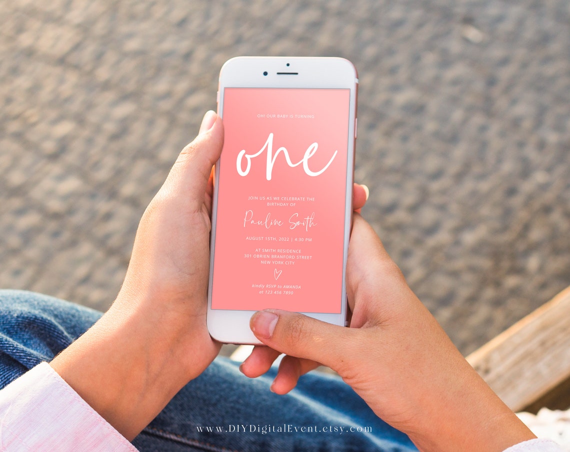 Electronic Birthday Invitation Template Editable First - Etsy