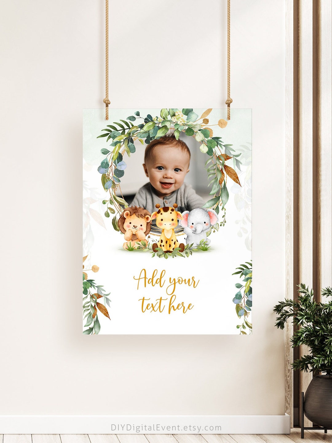 Editable Safari Animals Welcome Sign Template Wild One Safari Birthday ...