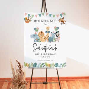 Safari Welcome Sign Template Editable Safari Animals Birthday Sign ...