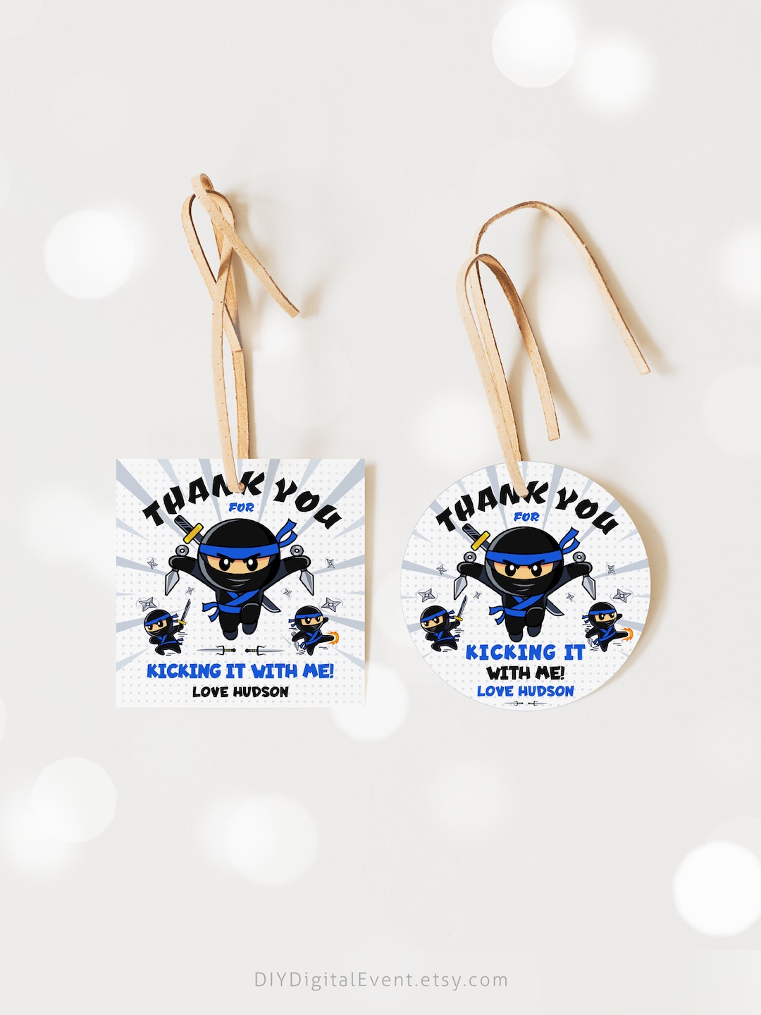 EDITABLE Ninja Favor Tags Ninja Birthday Thank You Tags Blue Ninja ...