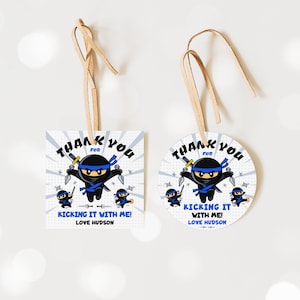 EDITABLE Ninja Favor Tags Ninja Birthday Thank You Tags Blue Ninja ...