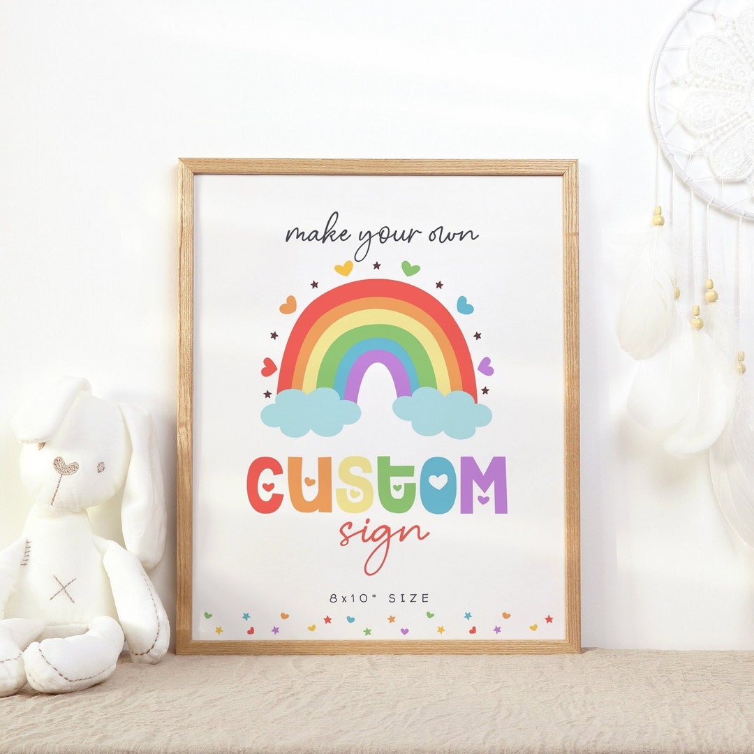 Rainbow Custom Sign Editable Baby Shower Birthday Table Sign Party ...
