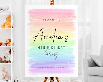 Colorful Birthday Welcome Sign Template Editable Colorful Pastel ...