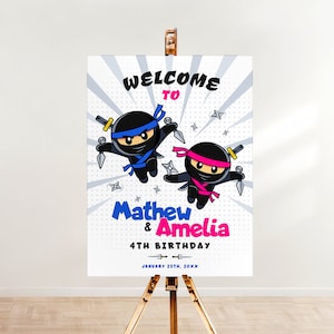 Ninja Birthday Welcome Sign Template Editable Ninja Birthday Sign ...