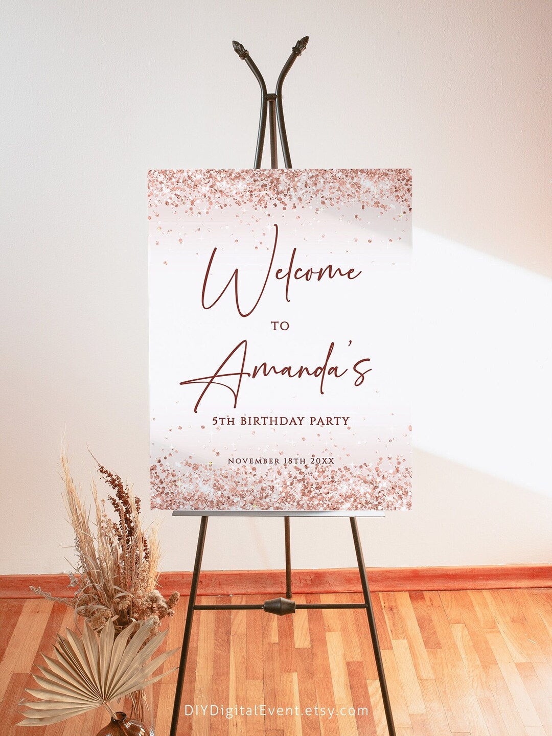 Rose Gold Welcome Sign Template Editable Minimalist Welcome Sign ...