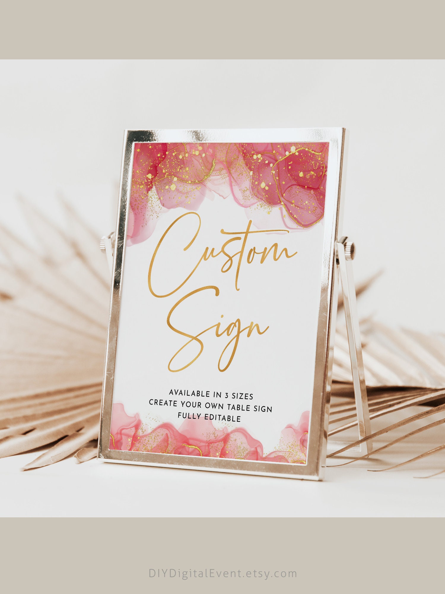 Red Gold Custom Sign Editable Table Sign Printable Table Sign ...