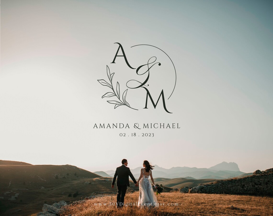 Monogram Wedding Logo Simple Wedding Logo Editable Custom - Etsy