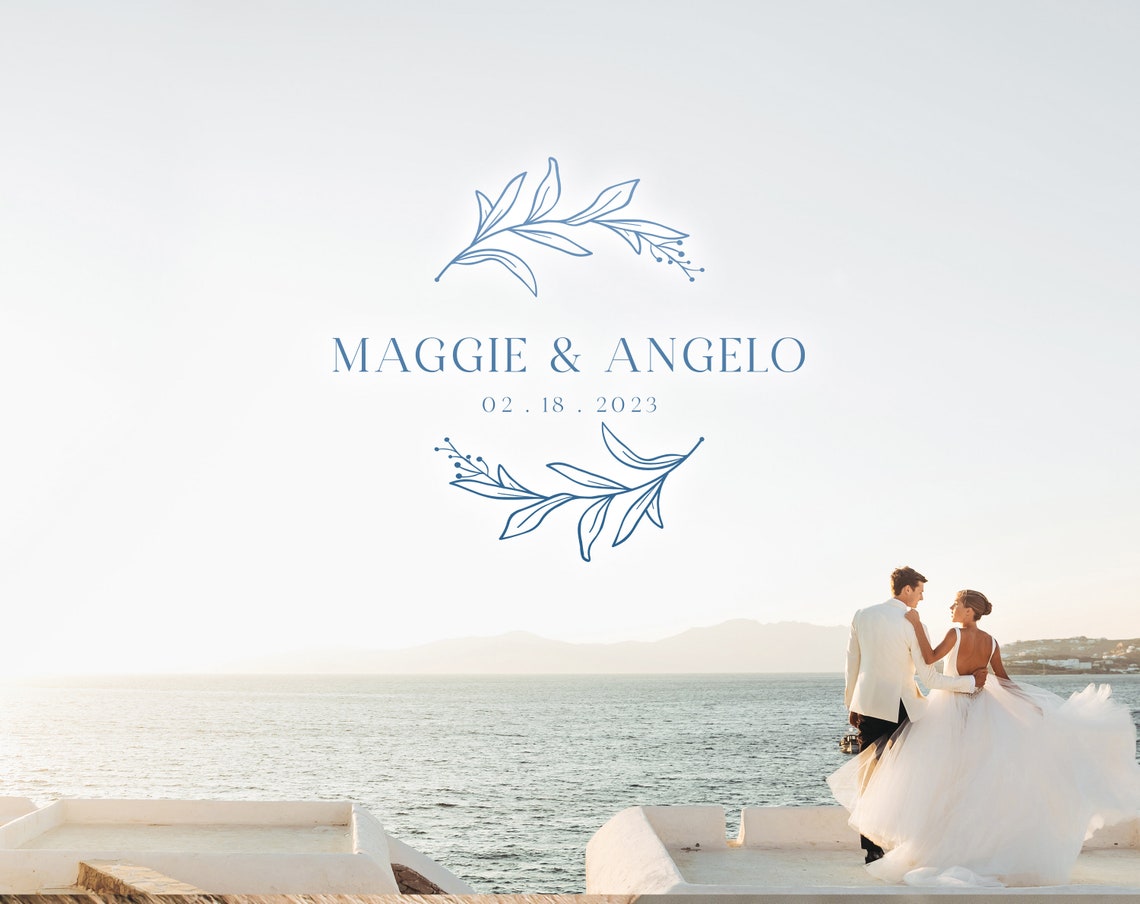 Modern Wedding Logo Floral Wedding Monogram Logo Editable - Etsy