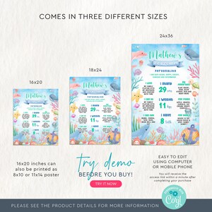 Editable Under the Sea Milestone Birthday Poster Template Printable ...