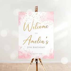 Blush Pink Welcome Sign Template Editable Blush Pink Gold Birthday ...