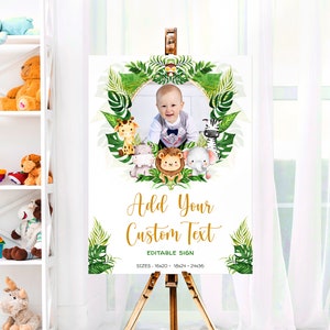 Editable Safari Animals Welcome Sign Template Safari Birthday Sign ...