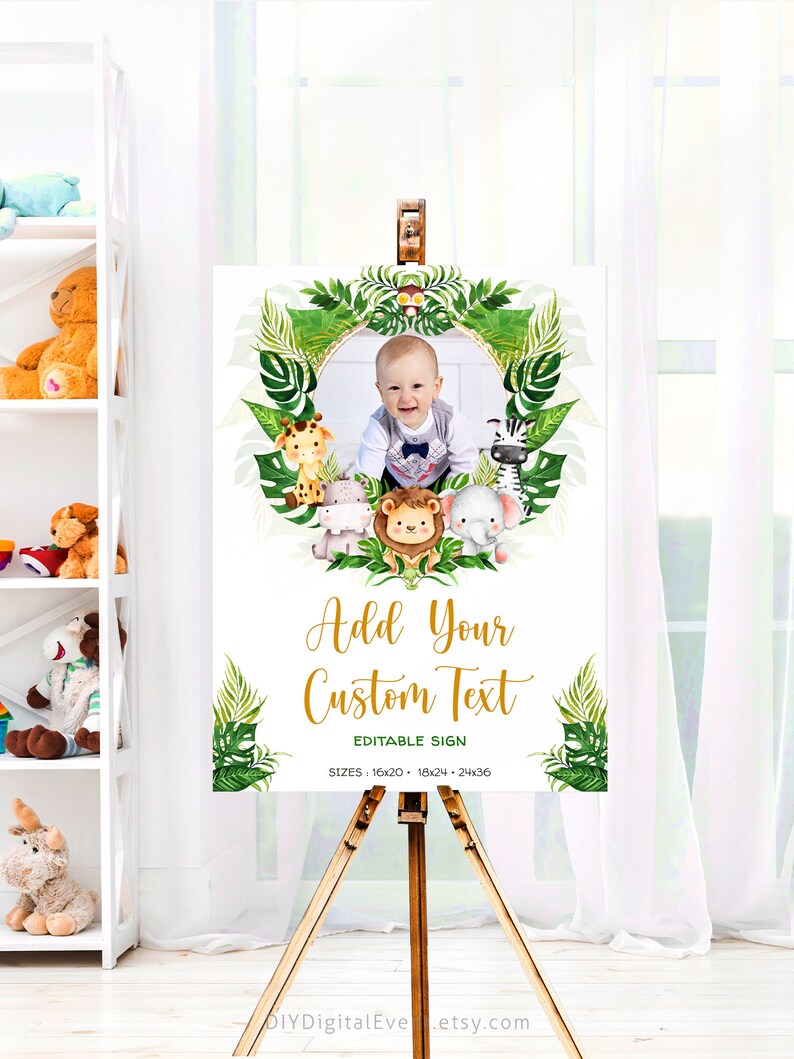 Editable Safari Animals Welcome Sign Template Safari Birthday Sign ...