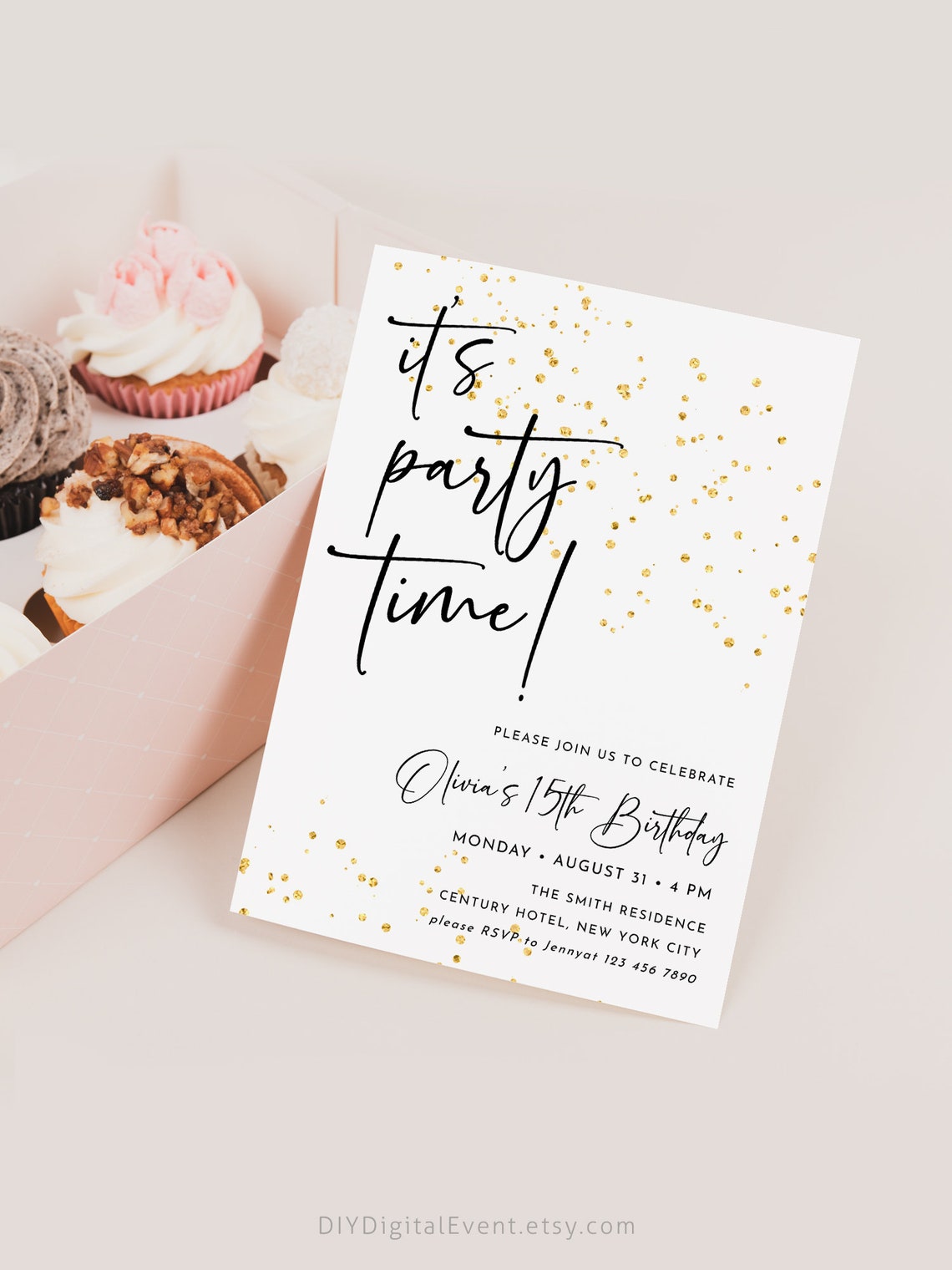 Minimalist Adult Party Time Invitation Template Editable It's Party ...