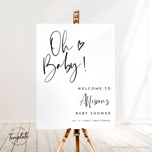 Girl Baby Shower Welcome Sign Template Boho Girl Baby Shower - Etsy