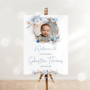 Boho Welcome Sign Template Printable Christening Welcome Sign With ...
