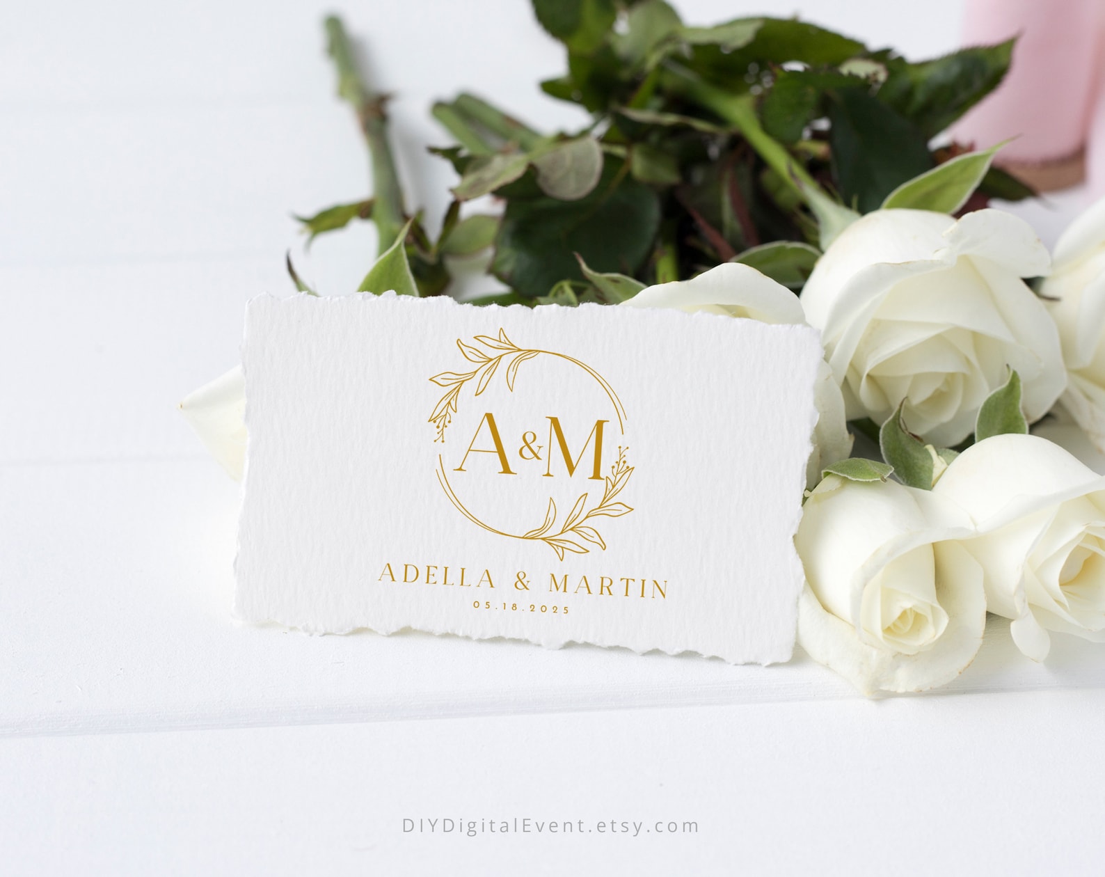 Simple Wedding Logo, Floral Wedding Monogram Logo, Editable Custom Logo ...