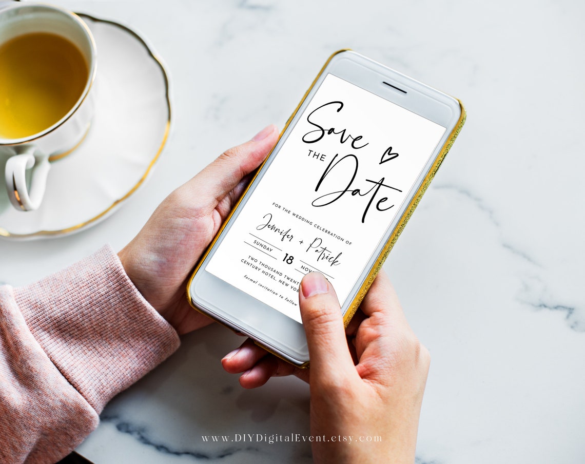 Simple Electronic Save the Date Template Editable Save the | Etsy