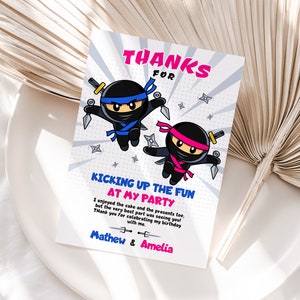 Ninja Birthday Thank You Card Template Printable Ninja With Photo ...