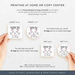 EDITABLE Kitten Cat Favor Tags Kitty Face Birthday Thank You Tags ...