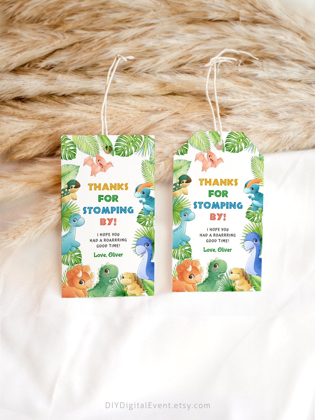 EDITABLE Dinosaur Thank You Tags Dino Birthday Favor Tags TREX Gift Tag ...