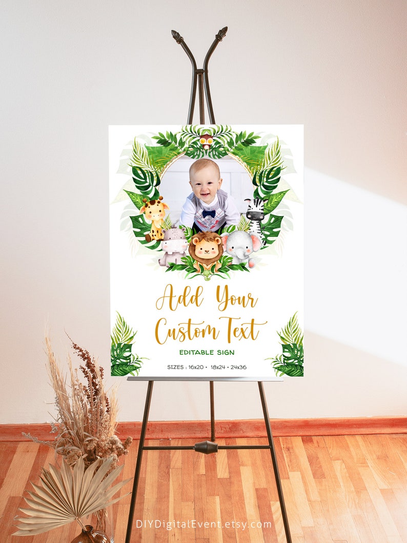 Editable Safari Animals Welcome Sign Template Safari Birthday Sign ...