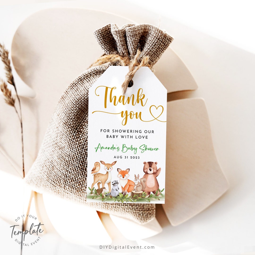 Editable Woodland Favor Tag Birthday Tag Template Printable Baby Shower ...