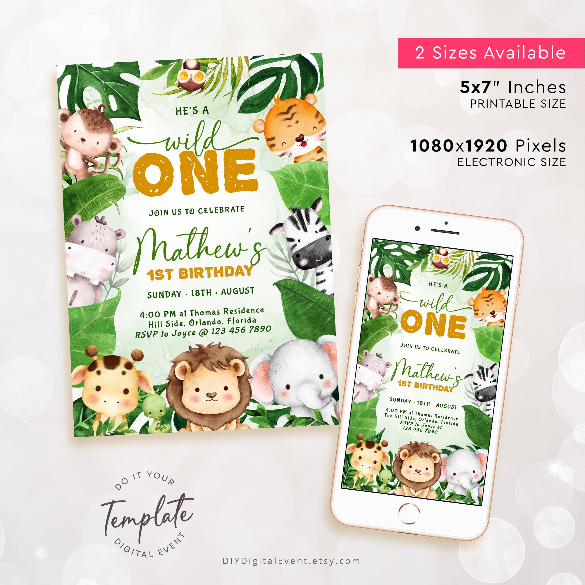 Editable Wild One Birthday Invitation Template Printable - Etsy