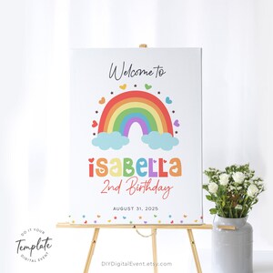 Rainbow Welcome Sign Template Editable Colorful Rainbow Party Birthday ...