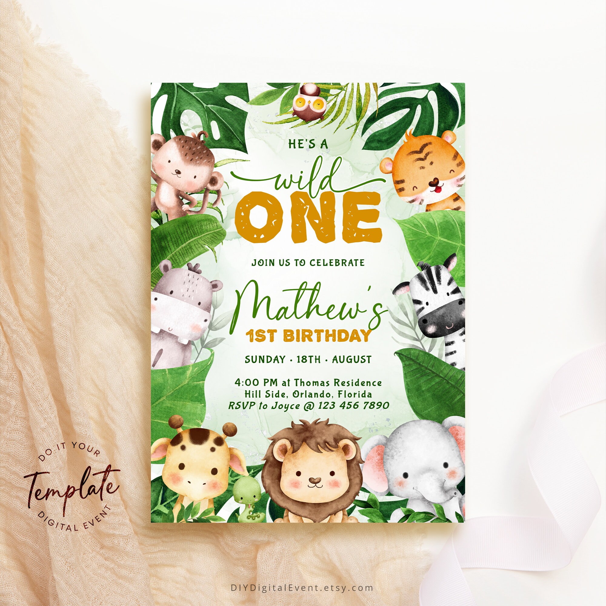 Editable Wild One Birthday Invitation Template Printable - Etsy