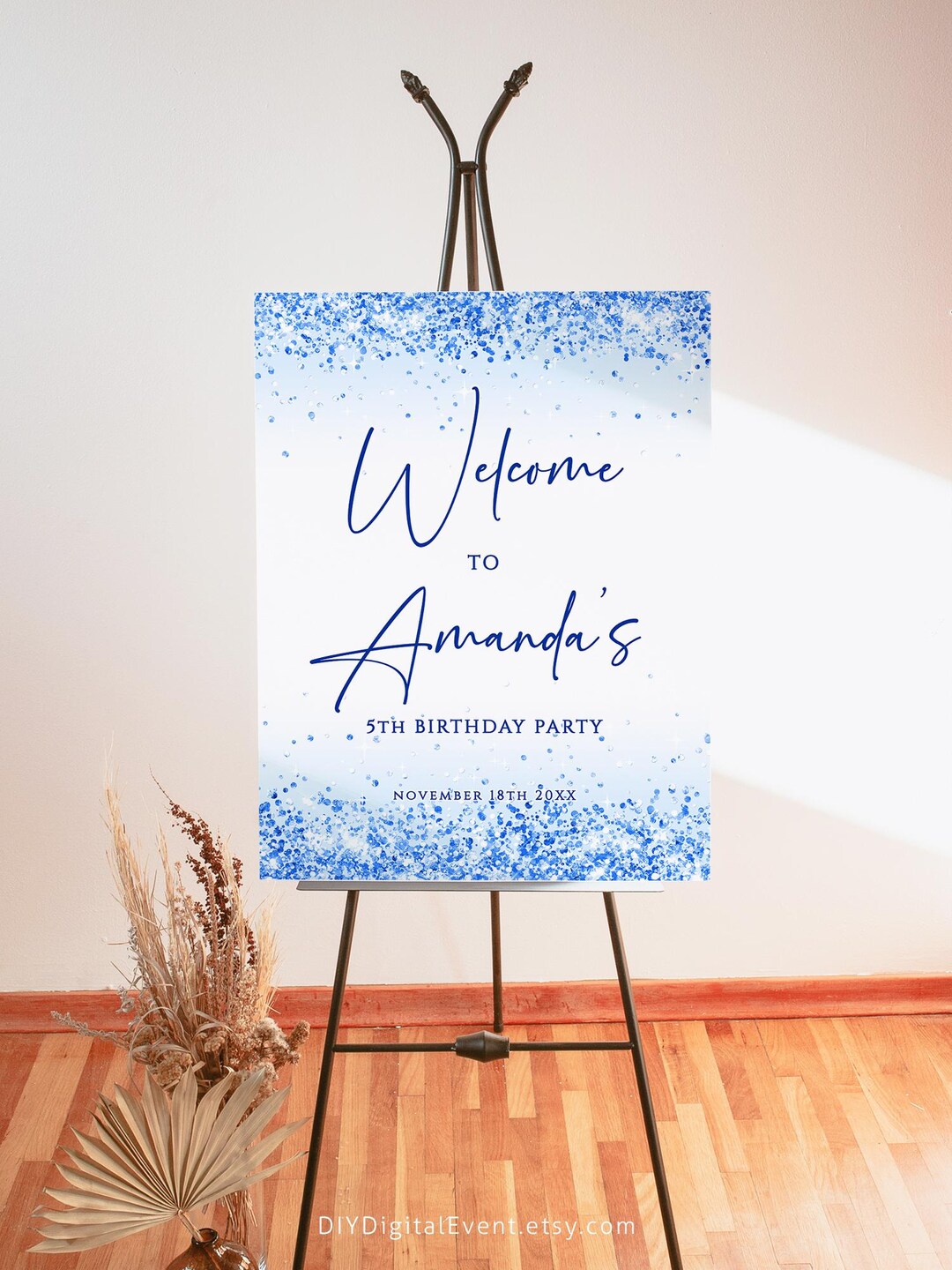 Blue Welcome Sign Template Editable Minimalist Welcome Sign Birthday ...
